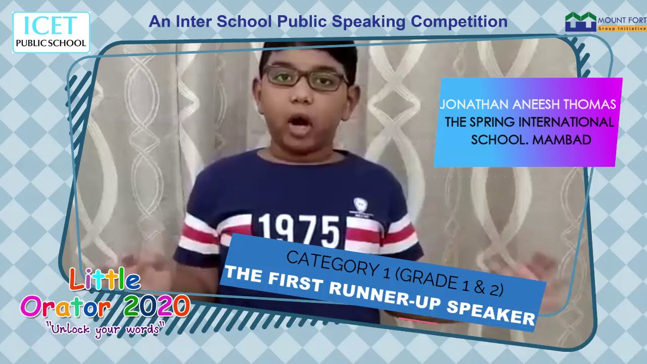 Little Orator 2020 Cat 1 first runner up - YouTube