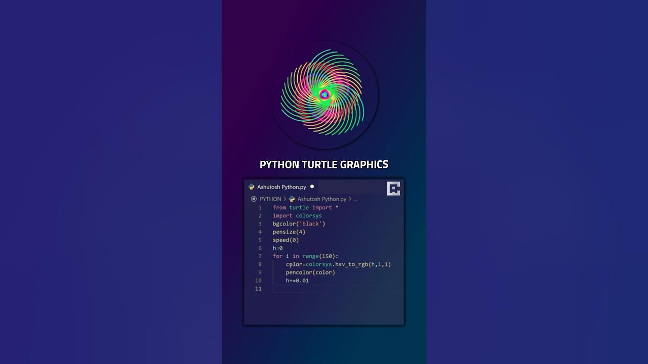 😱 Amazing Python Turtle Graphics | Ashutosh Python #pythonturtlegraphics #shorts - YouTube