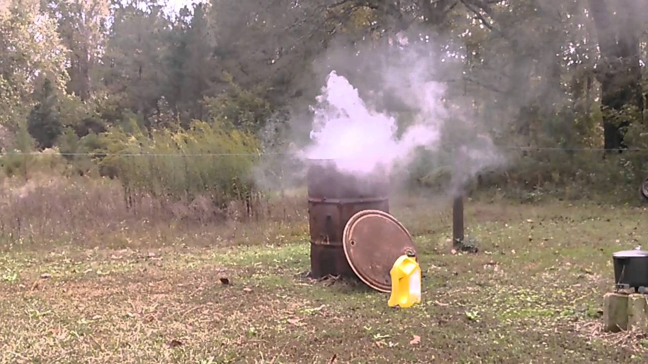 Burning Barrel Explodes - YouTube