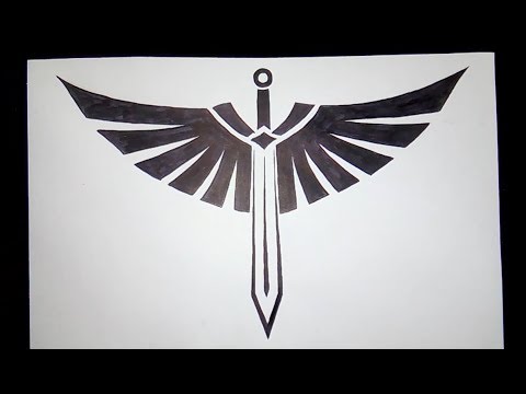 How to draw a Winged Sword tribal tattoo - YouTube