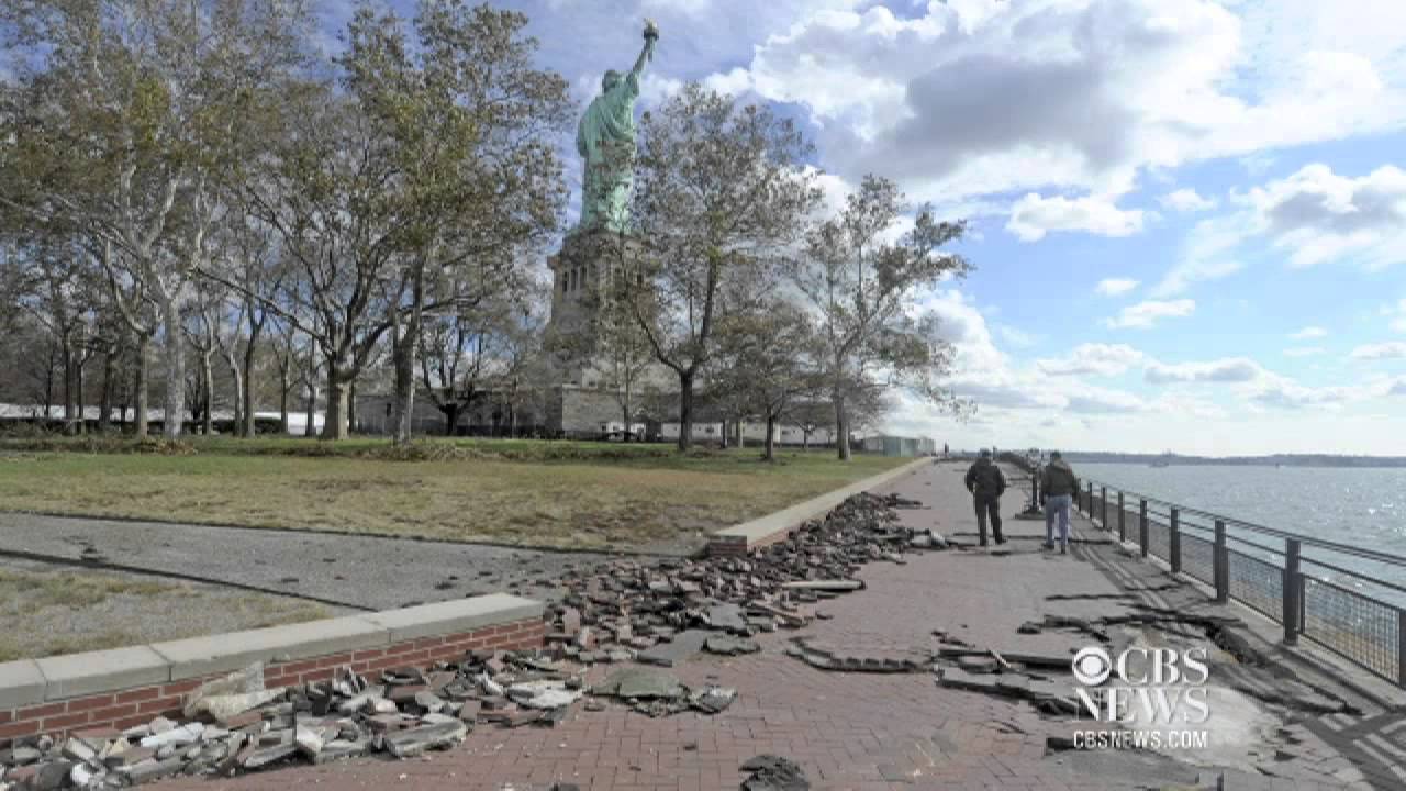 Sandy damage keeps Statue of Liberty closed - YouTube