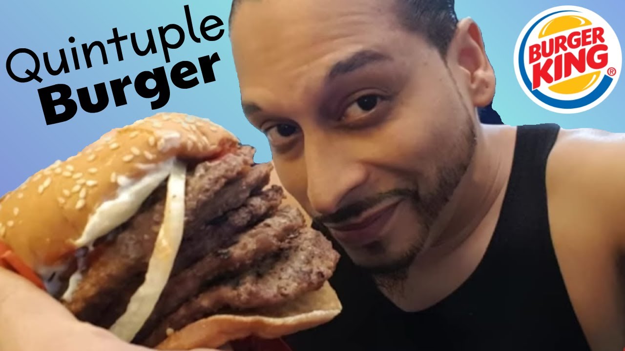 Burger King Quintuple Burger Mukbang - YouTube
