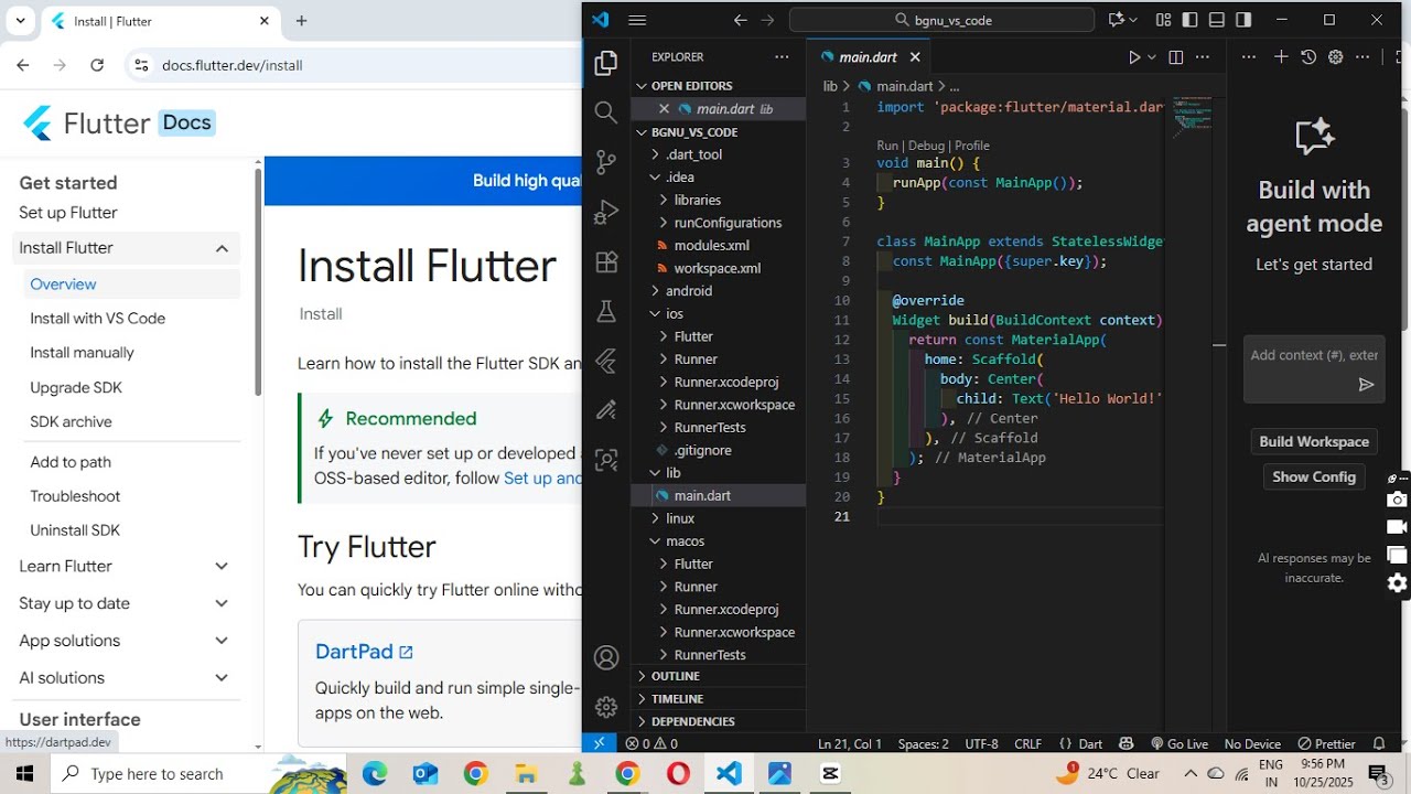 Install Flutter on Windows + VS Code (No Visual Studio Community) - YouTube
