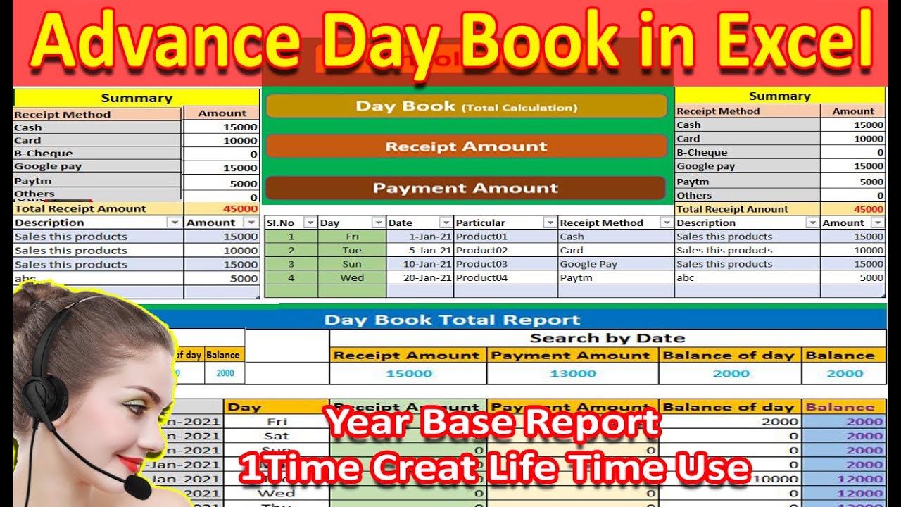 Advance Day Book in Excel | Day By Day Report | Describe Step By Step ...