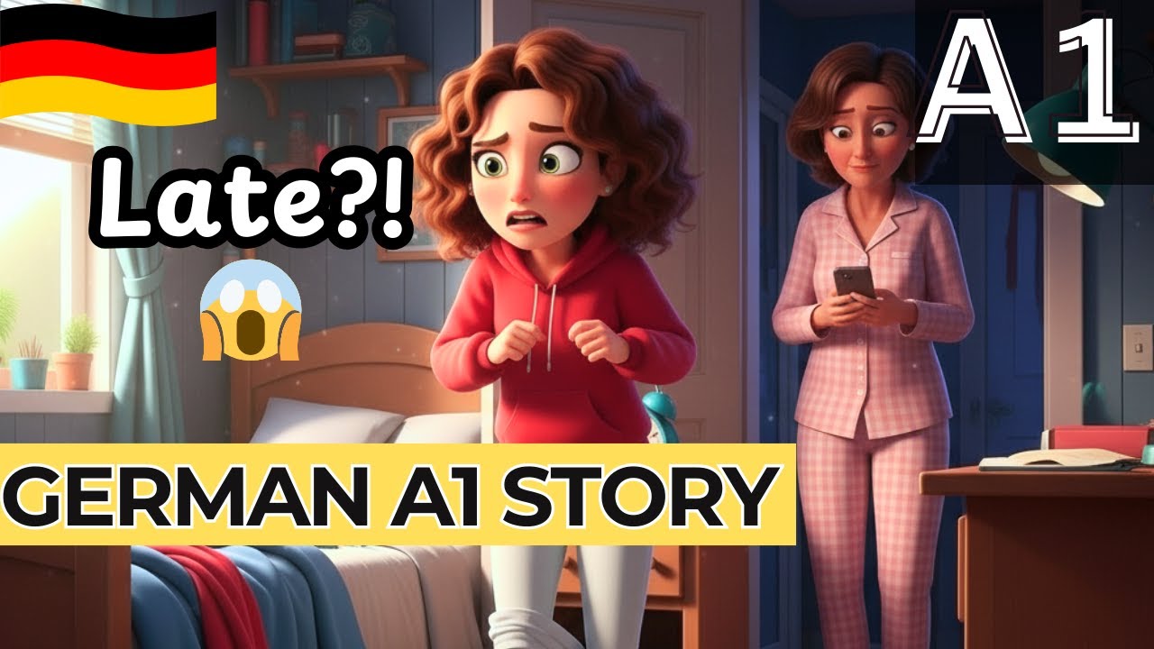 German A1 Story: I’m Late! 😱 | Easy Beginner German with English - YouTube