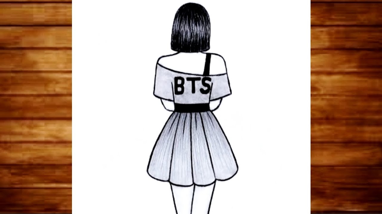 How to draw a bts girl easy|pencil sketch for beginners|bts girl ...
