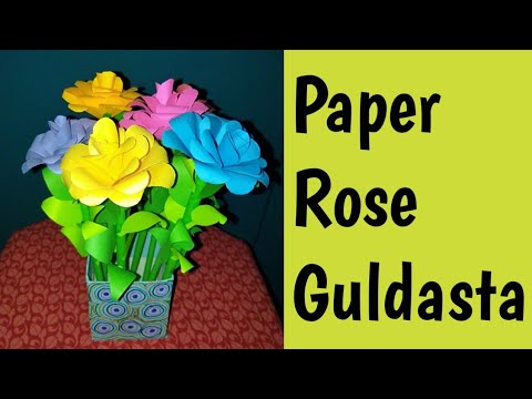 Paper Rose Guldasta/How to make paper rose guldasta/Guldasta banane ka ...