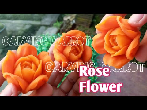 wortel di ukir menjadi bentuk bunga mawar yang cantik || garnish ...