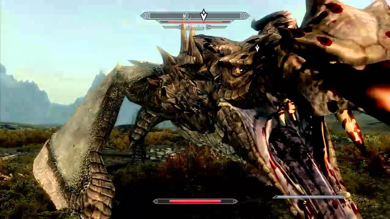 The Elder Scrolls V: Skyrim - First Dragon Battle - YouTube