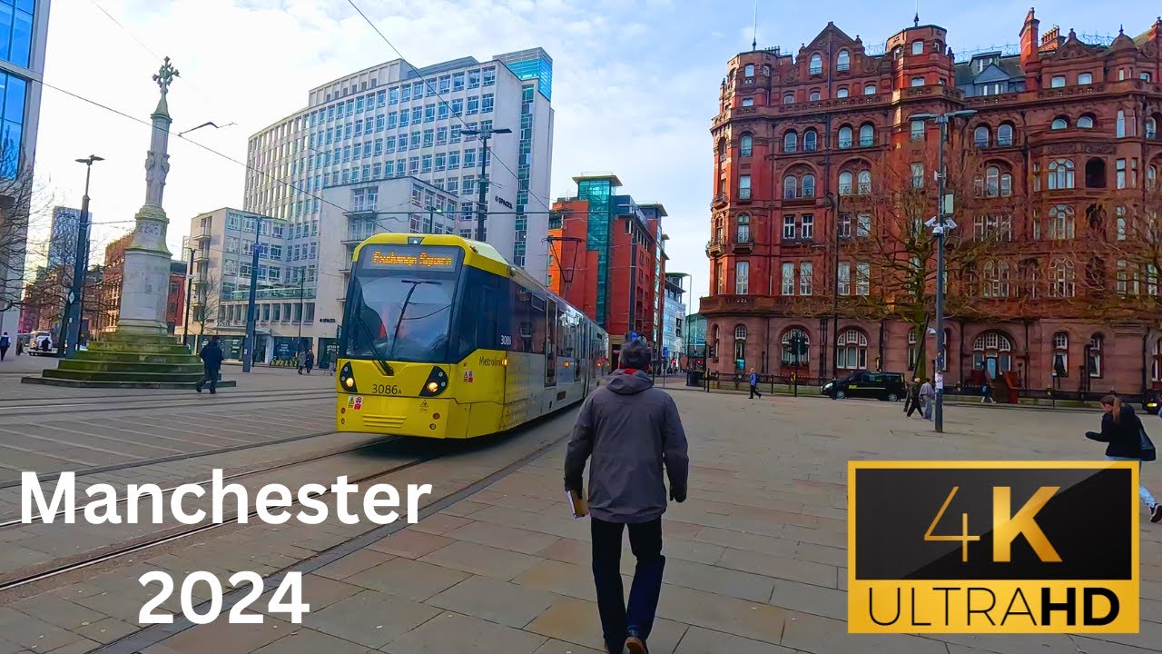 10 MINUTES in MANCHESTER in the Morning 🌥️ / Walking Tour Manchester 4K ...
