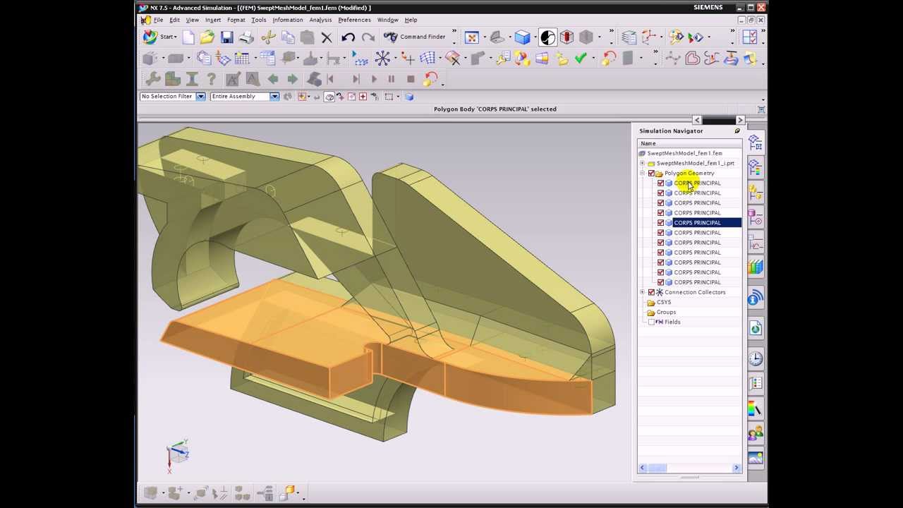 NX CAE - Pre-Processing (Swept Meshing) - YouTube