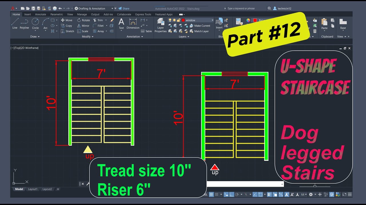 Dog Legged Stair Plan And Detail Cad File Cadbull Dog Leg Ladder In