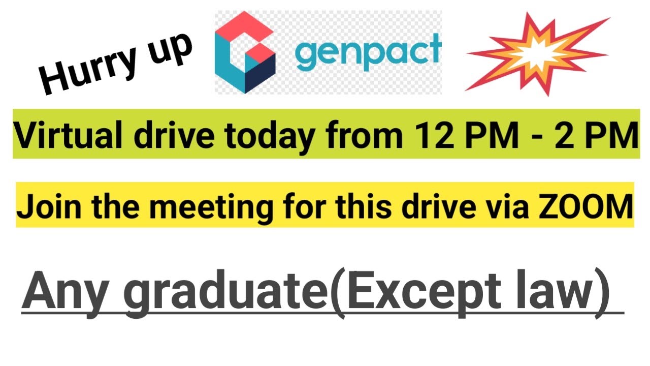 Genpact Virtual Drive for Freshers || Zoom link also provided || Dont ...