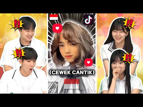 REAKSI SISWA KOREA KAGET LIHAT TIKTOK CEWEK CANTIK INDONESIA 🇮🇩🇰🇷 | Wanita Indonesia | Reaction