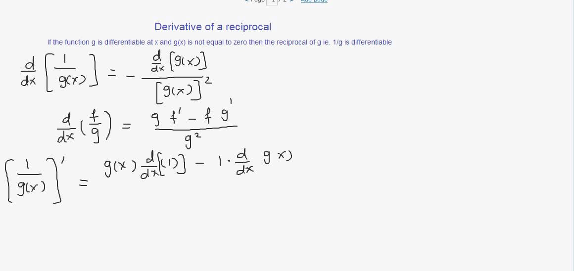Derivative of a reciprocal - YouTube