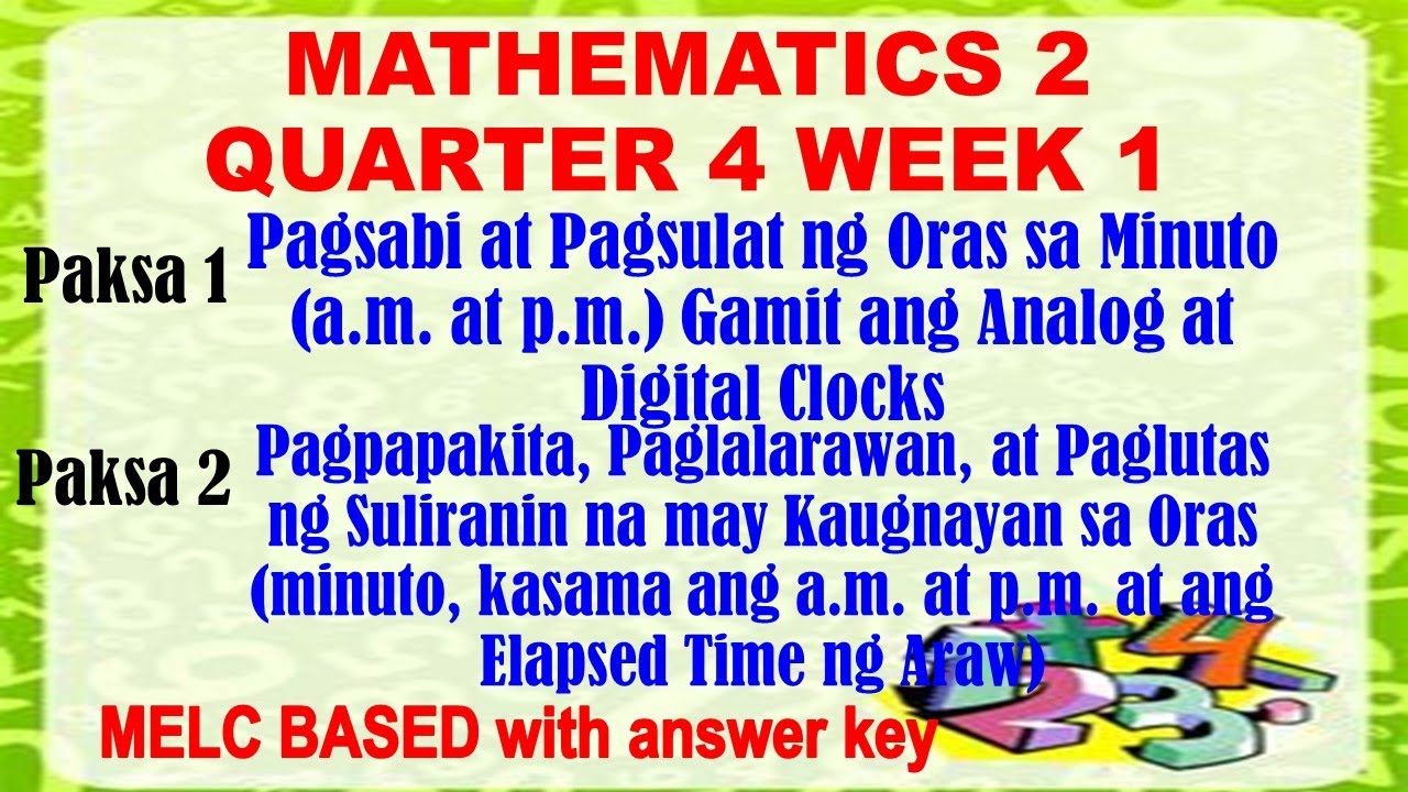 MATH 2 Q4 W1 MEASURING TIME USING ANALOG & DIGITAL CLOCKS I SOLVING ...