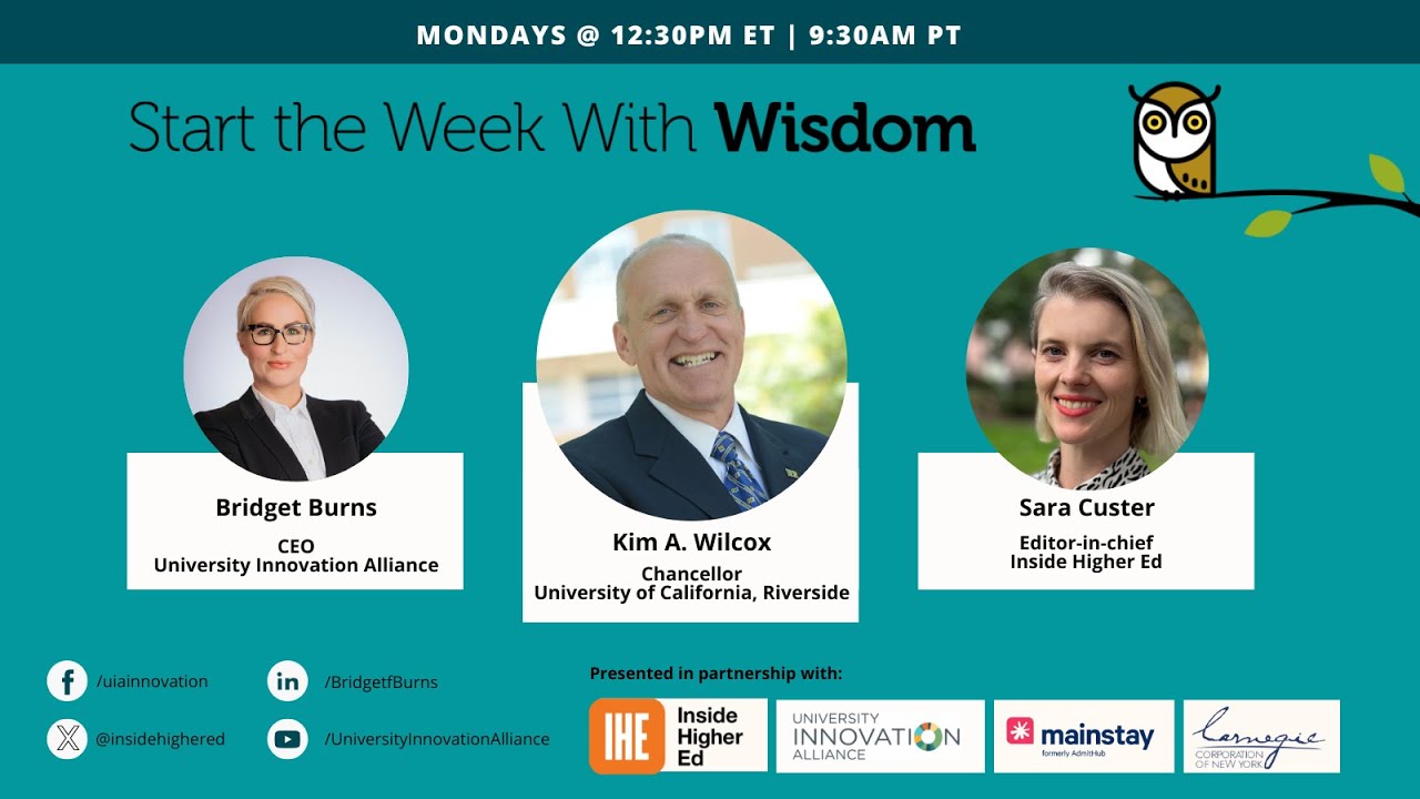 UC Riverside Chancellor Kim Wilcox on #WeeklyWisdom - YouTube Music