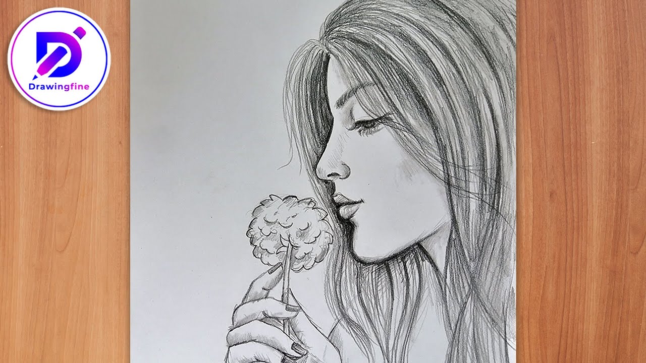 How to draw a Girl Holding Flower - step by step || Drawing tutorial ...