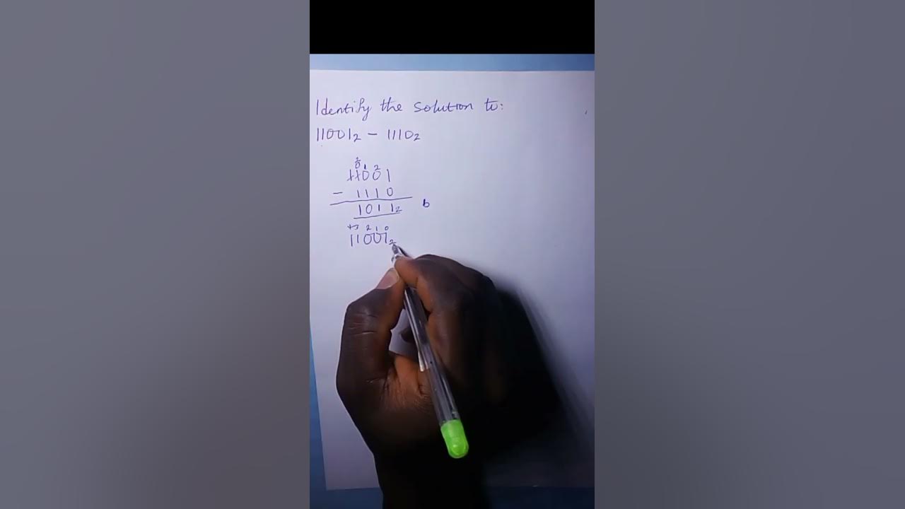 Subtraction Of Binary Numbers Youtube