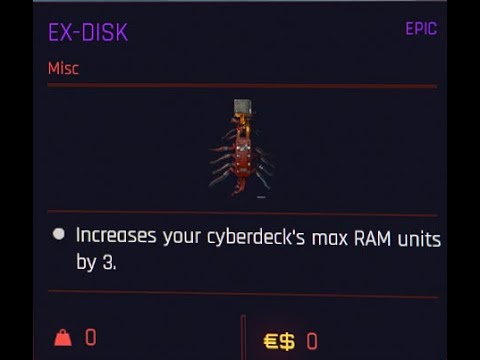 Cyberpunk 2077 Ex-Disk (Epic) (+3 RAM) Cyberware Location - YouTube