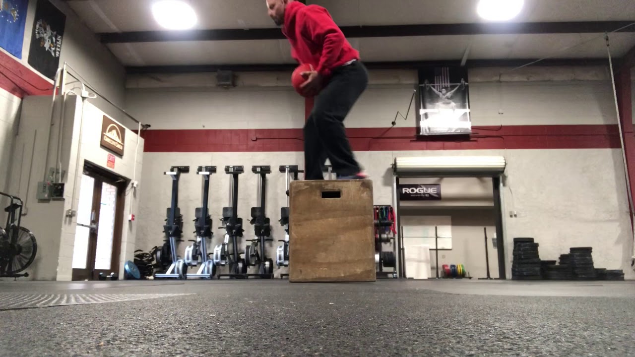 Burpee Over Slam Ball Box Step Over - YouTube