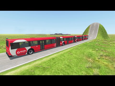 Long Bus, City Bus And School Bus vs Giant Bulge - BeamNG.Drive