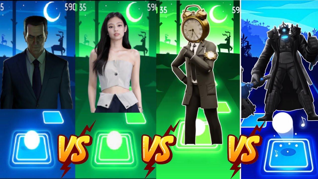 G man vs Jenni vs Clock Man vs Titan Cameraman Tiles hop edm rush 4K ...