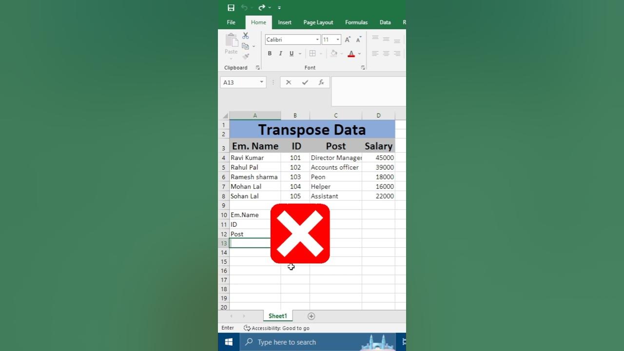 change columns Data into row #exceltutorial #soths - YouTube