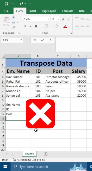 change columns Data into row #exceltutorial #soths - YouTube