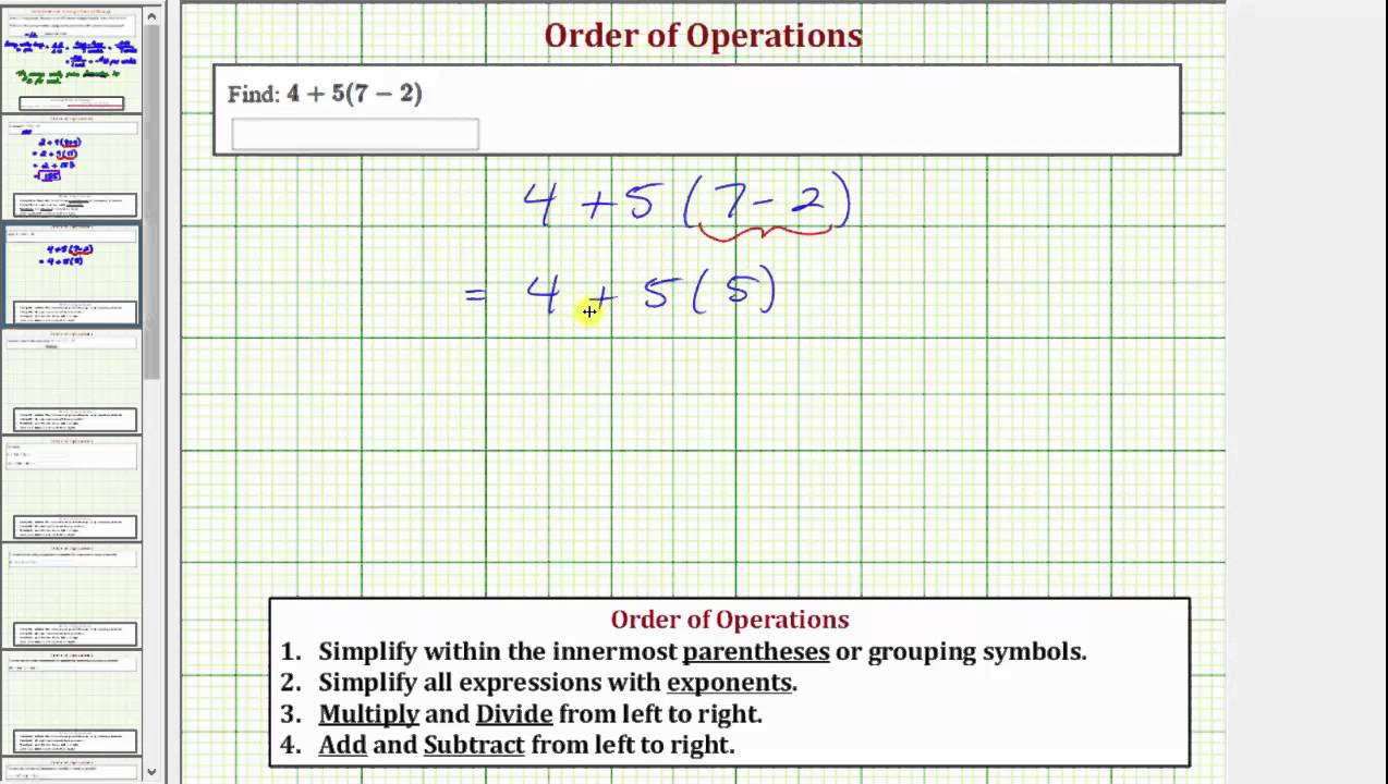 Evaluate an Expression Using the Order of Operations: a+b(c-d) - YouTube