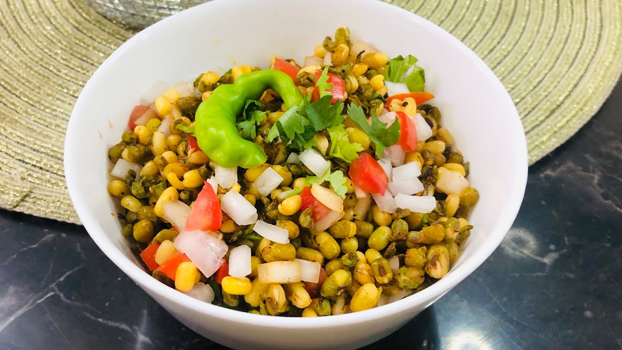 Hari Moong Chat | Green Gram Chat Recipe| chat Recipe| Healthy Moong ...