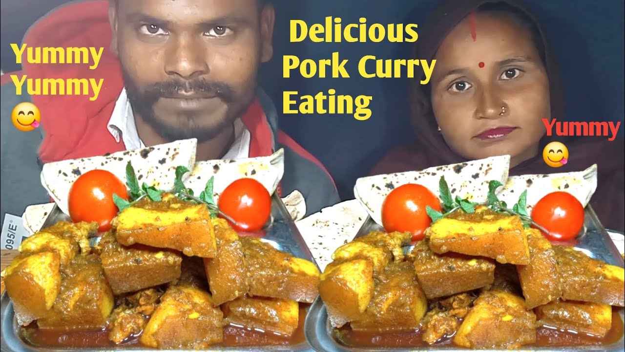 DELICIOUS PORK CURRY EATING, YUMMY PORK CURRY, MUKBANG, ASMR ||UMESH ...