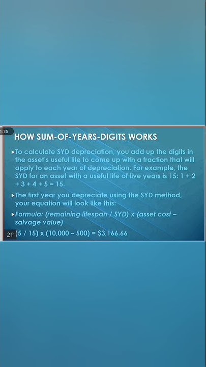 Basics of Accounting/How Sum of Years Digits Method works - YouTube