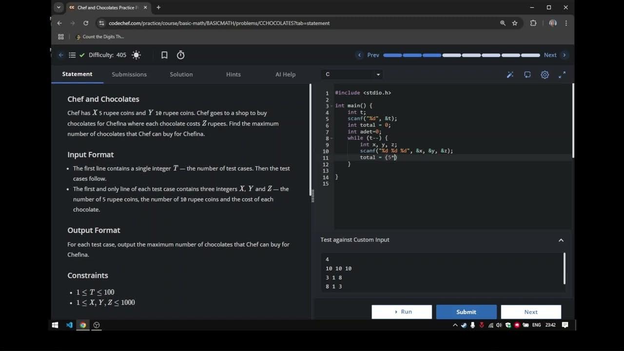 CodeChef : Chef and Chocolates Çözüm | Solution - YouTube