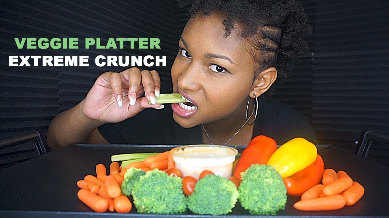 ASMR Veggie Platter (EXTREME CRUNCHY EATING SOUNDS) + SALAD CHALLENGE ...