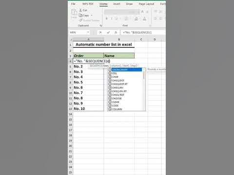 automatic number list in excel #excel #exceltips #exceltricks #excelshortcuts #excelformula ...