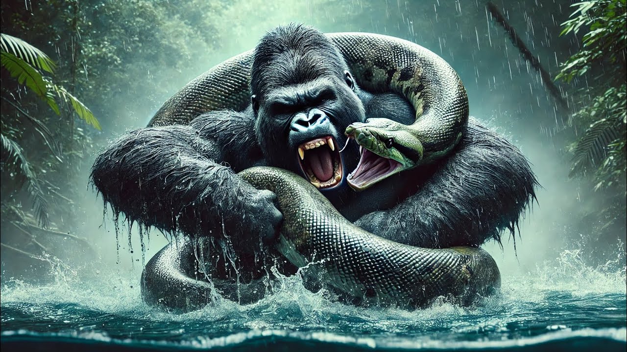 Gorilla vs Giant Python | Don't miss this action - YouTube