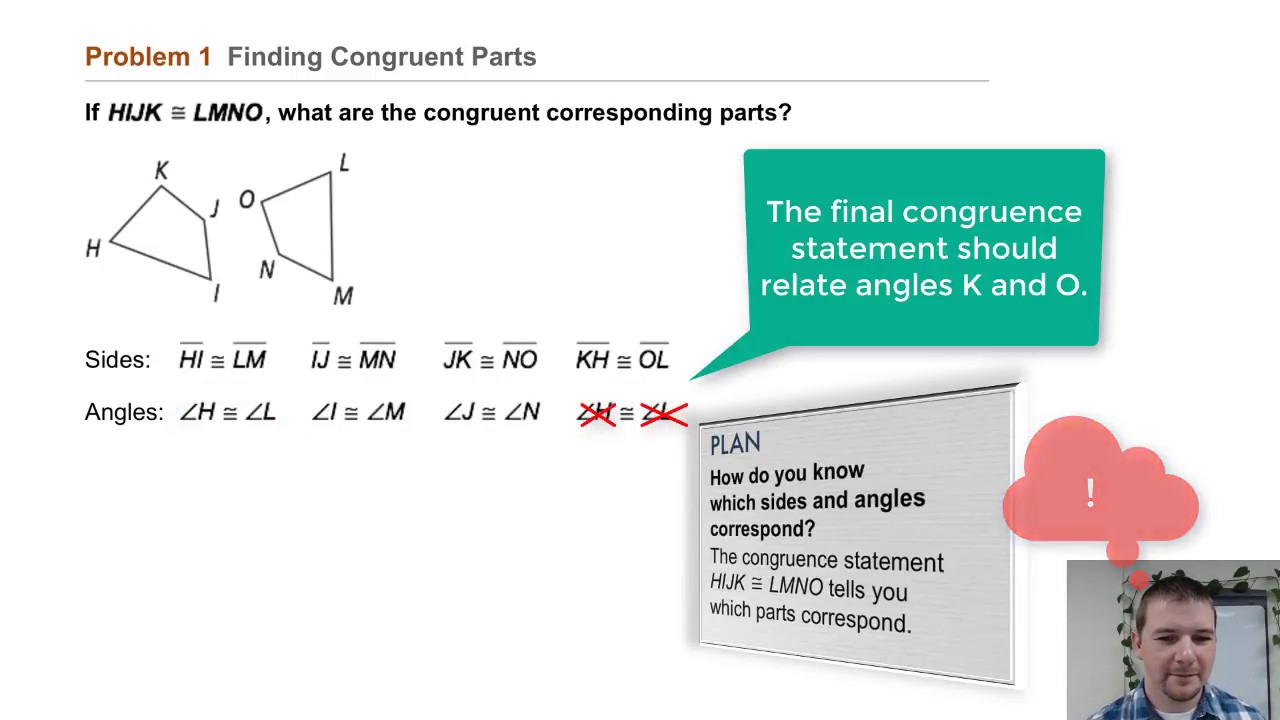 Geometry 4-1 Congruent Figures: Problem 1 - Finding Congruent Parts ...