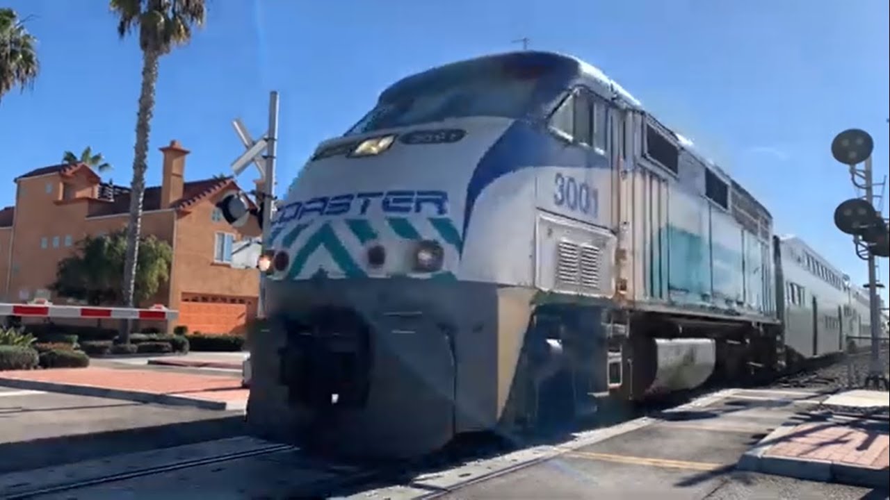 NCTD Coaster F59PHI 3001, F40PHM-2C 2103, SC-44 test trains, Amtrak Pac ...