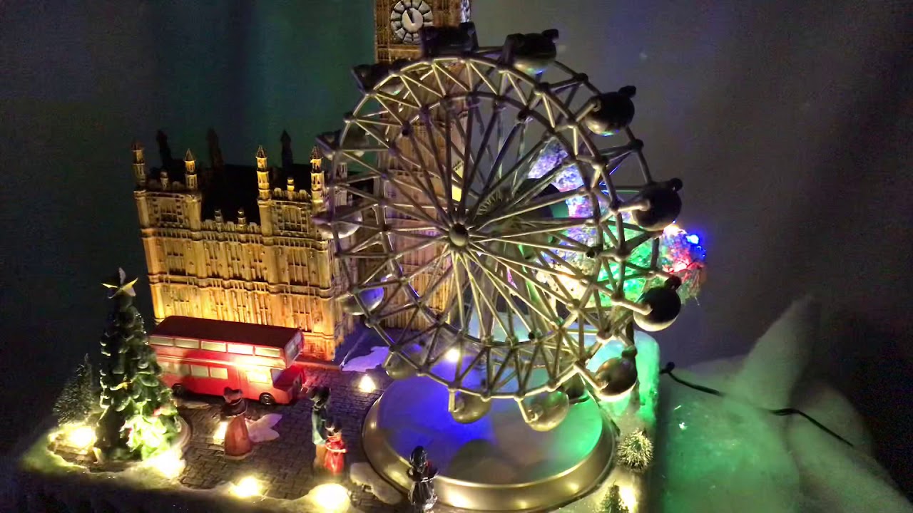 Iconic London Scenes Animated Christmas Scene with Spinning London Eye ...