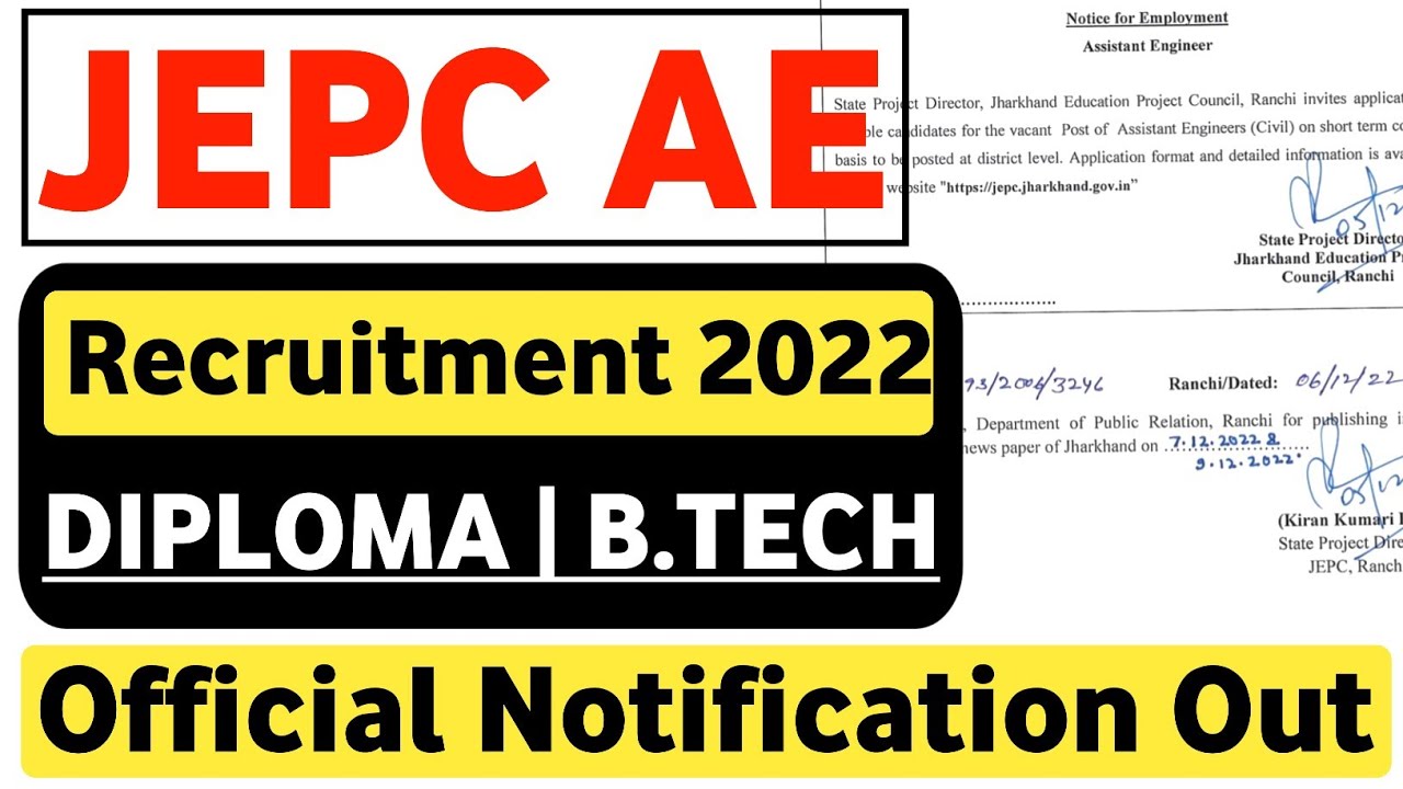 JEPC Recruitment 2022 | Diploma B.Tech | JEPC AE Recruitment 2022 ...