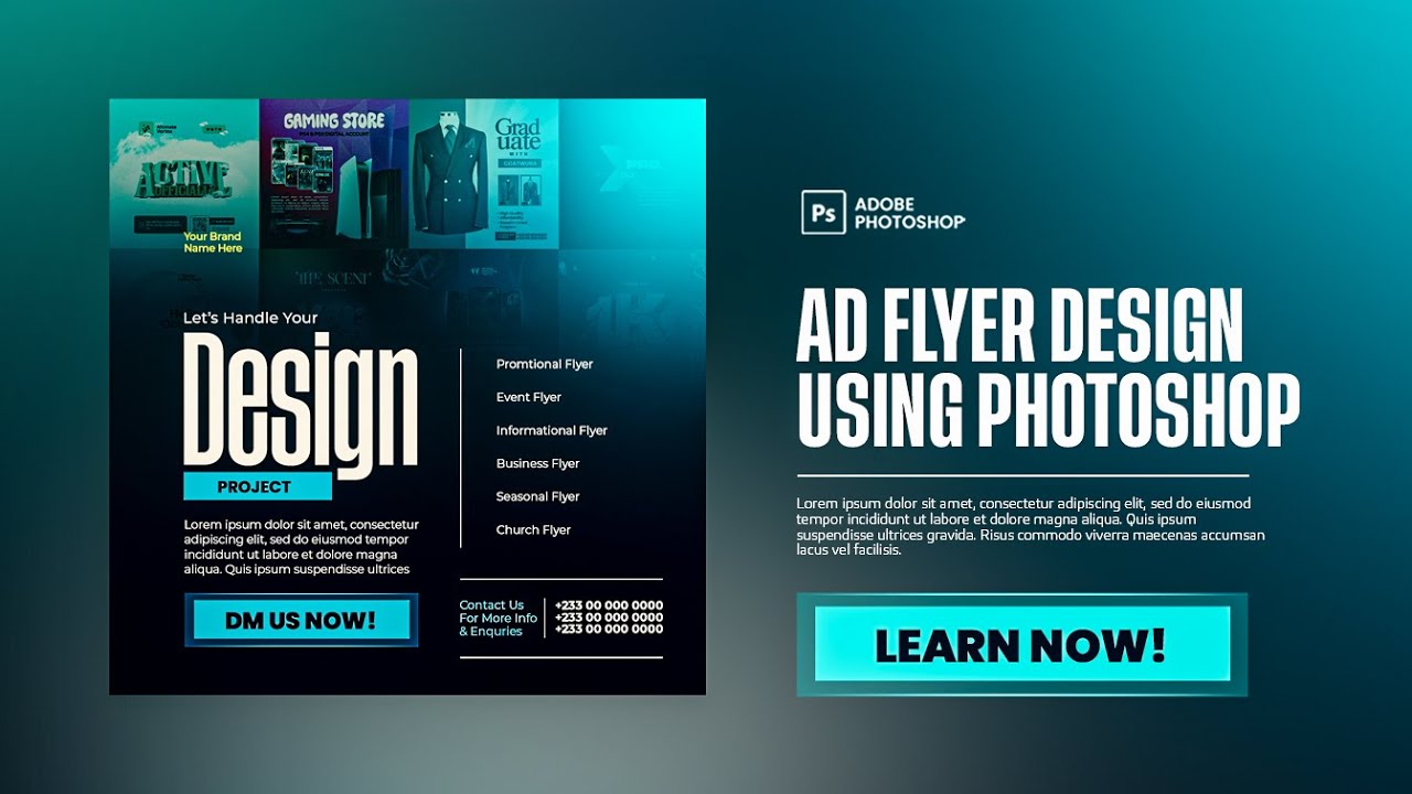 How to Design a Graphic Design Ad Promo Flyer using Photoshop. Adobe ...