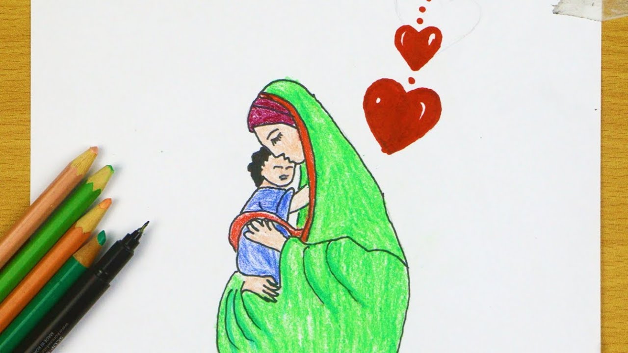 How to Draw Mother's Love 💕 Easy Drawing - YouTube