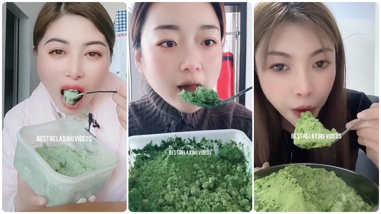 [ASMR] YUMMY 😋 MATCHA PASTE EATING 🍵 & HEAVY MATCHA ICE EATING BY ...