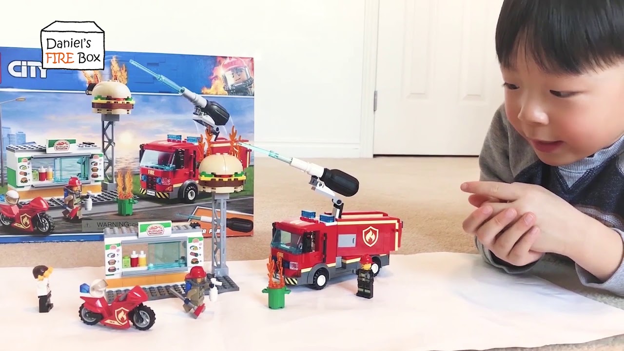 Lego City Burger Bar Fire Rescue (60214) Building and Playing - YouTube