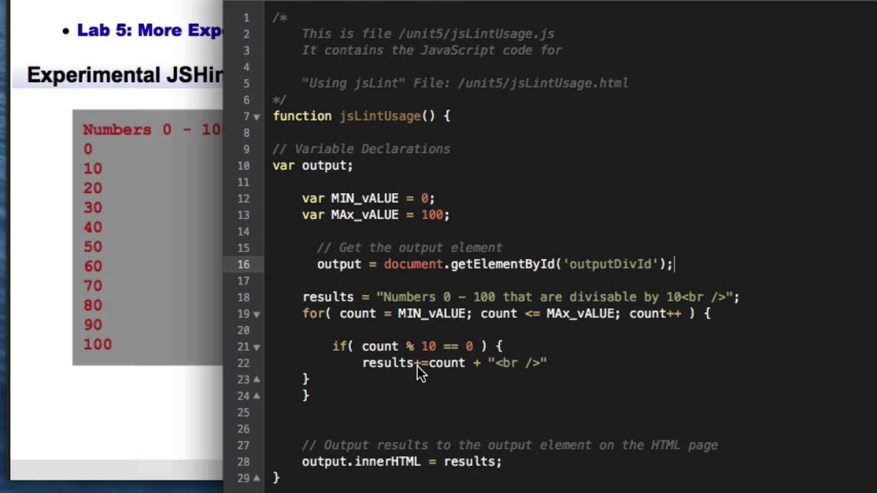 Using Jshint Youtube