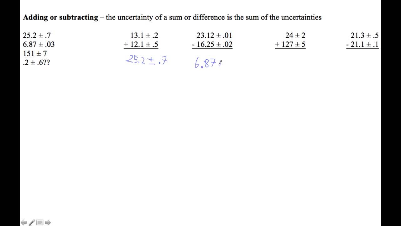 HTPIB00C Uncertainty Sheet Addition and subtraction - YouTube