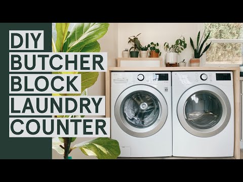 DIY Waterfall Butcher Block Laundry Counter for Washer and Dryer - YouTube