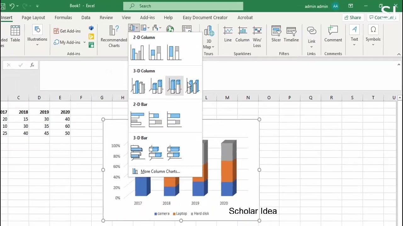 How to create a Column chart in Excel? - YouTube