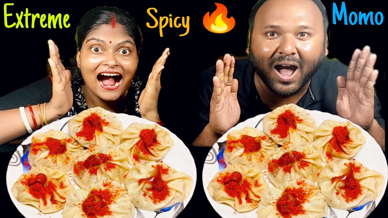 4X Spicy Momos Eating Challenge | Chicken Momos eating competition ...